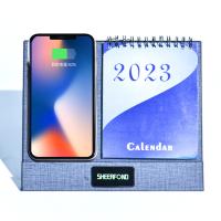 China Custom 2023 New Wireless Charging Funny Electronic Desk Upright Charger Calendars for sale