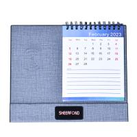 China Wireless Charging Desk Calendar 10W PU Leather Custom LED Logo Office for sale