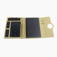 China A5 PU Phone Charger Notebook , Multi Function 8000mAh Notepad With Power Bank for sale