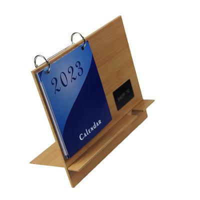 China Custom Wooden Desk Calendar with 10W Wireless Charger and LED Logo for sale