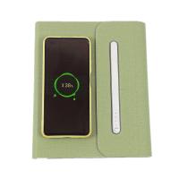 China oEM PU Leather 2200mah Wireless Charging Notebook Power Bank for sale