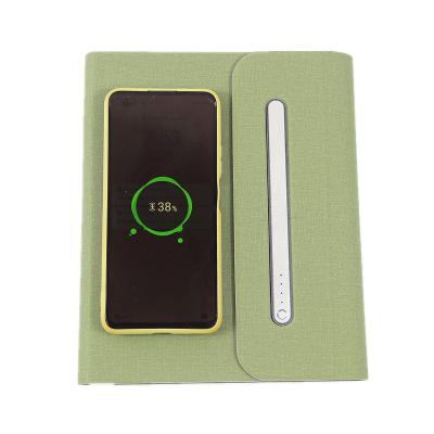 China oEM PU Leather 2200mah Wireless Charging Notebook Power Bank for sale