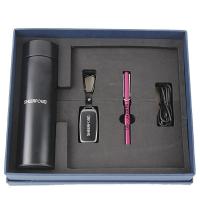 China Custom A5 PU Leather Power Bank Notebook Thermos Mug Pen Keychain Set for sale