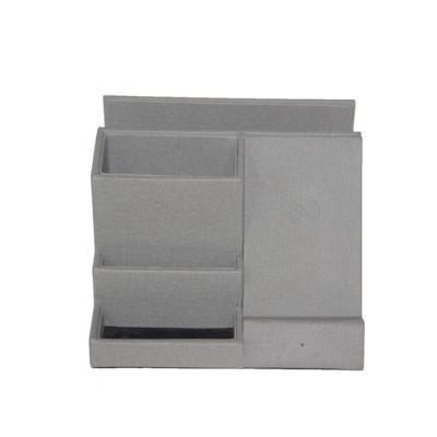 China Wireless Rechargeable 10w Leather Pen Holder Multifunctional 3Layer Box for sale
