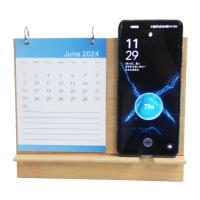 China Custom Wood Desk Calendar with Wireless Charging 2024 365 Day Multifunctional LED Logo for sale