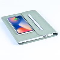 China Luxury Business PU Leather Wireless Charging Notebook Customized Logo for sale