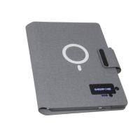 China Wholesale Hardback Multifunctional Smart Luxury Pu Leather High Quality Gift Powerbank A5 Wireless Charging Notebook for sale