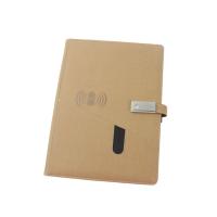 China Pu Leather Business Hardcover Binder Smart Powerbank Wireless Charging Notebook for sale