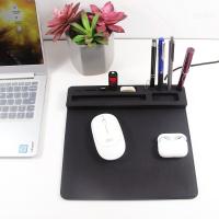 China Desk Personalised Leather Promotional Wireless Charging Mouse Pad Custom Printed for sale