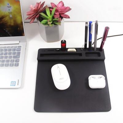 China Desk Personalised Leather Promotional Wireless Charging Mouse Pad Custom Printed for sale