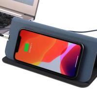 China Fast Charger Multifunction Folding Wireless Charging Mouse Pad Pu Leather Square for sale