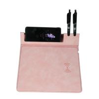 China Customized Multifunctional PU Leather Wireless Charging Mouse Pad 15W Foldable for sale