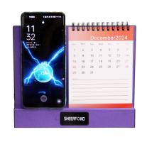 China Custom PU Leather 365 Day Wireless Charging Desk Calendar with LED Logo 2024 for sale