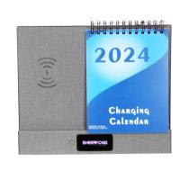 China Custom PU Leather Wireless Charger Desk Calendar 365 Day with Custom Logo for sale