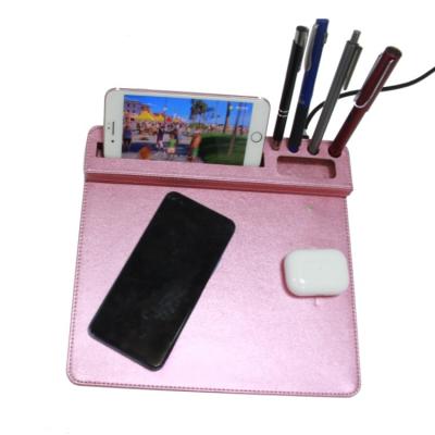 China Promotional Custom Multifunctional Super Thin Chargeable Rgb Led Luminous Wireless Charging Leather Mouse Pad for sale