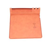 China Personalized  Customized Logo Pu Leather Multifunctional Water Proof Smart Foldable Wireless Charging Mouse Pad for sale