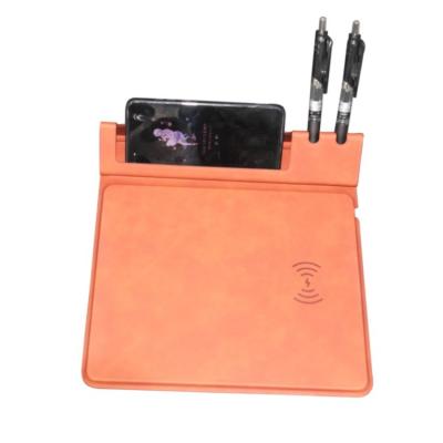 China Personalized  Customized Logo Pu Leather Multifunctional Water Proof Smart Foldable Wireless Charging Mouse Pad for sale