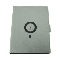 China Custom PU Leather Wireless Charging Notebook with Power Bank 5000mAh LED Logo for sale