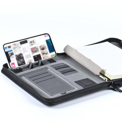 China High End Leather Hardcover Luxurious Customized Logo Multifunctional Travel Personalised Wireless Charging Notebook for sale