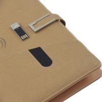 China Customized Multifunctional Business Hardcover Smart Powerbank Pu Loose Leaf Wireless Charging Notebook for sale