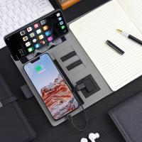 China A5 Wireless Charging Notebook 5000mAh Power Bank Business Card Organizer with Data Cable for sale