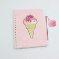 China Custom Plush Fluffy Notebook with Colorful Light 3 Modes Loose Leaf Diary and Pen for sale