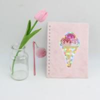 China Custom Plush Fluffy Notebook with Colorful Light 3 Modes Loose Leaf Diary and Pen for sale