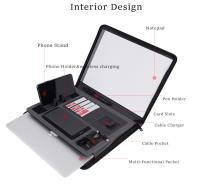 China Waterproof A4 Leather Portfolio Case , Handheld Leather File Folder With Zipper for sale
