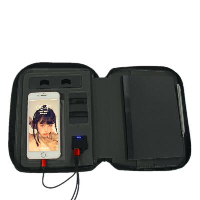 China Durable PU Business Multifunctional Wireless Charging Notebook With Powerbank And USB for sale