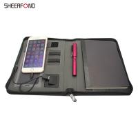 China Waterproof Portable Zippered Leather Portfolio , PU Leather File Folder With Zipper for sale