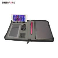 China Waterproof Portable Zippered Leather Portfolio , PU Leather File Folder With Zipper for sale