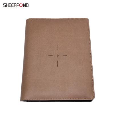 China Sewing Binding PU Leather Power Bank Notebook Waterproof Padfolio Organizer for sale