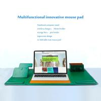China Rectangle 10W Wireless Charging Mouse Pad Foldable PU Leather with Pen Holder for sale