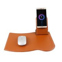 China ODM Water Resistant Wireless Charging Mouse Pad With Phone Holder Leather Material for sale
