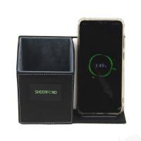 China Pen Holder Wireless Charger Multifunctional Desktop Leather Wireless Charger Stand for sale