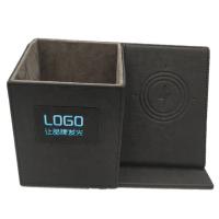 China Wireless Charging LED Leather Pen Holder For Desk Multifunctional Nontoxic for sale