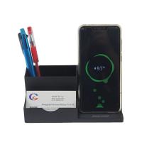 China ABS Leather Pen Holder with Wireless Charging Custom Logo Ultraportable Nontoxic LED Lights for sale