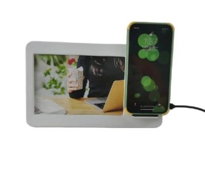 China ABS Digital Photo Frame 10 Inch with Wireless Charger 10W USB Custom LED Logo for sale
