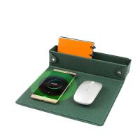 China Magnetic Wireless Charging Leather Desk Pad Multifunctional Folding for sale