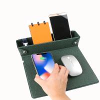 China Magnetic Wireless Charging Leather Desk Pad Multifunctional Folding for sale
