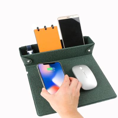 China Magnetic Wireless Charging Leather Desk Pad Multifunctional Folding for sale