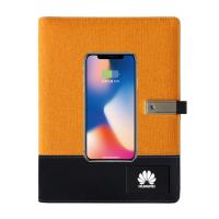 China 10W Custom LED Logo PU Leather Notebook Organizer Business Power Bank for sale
