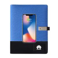 China 10W Custom LED Logo PU Leather Notebook Organizer Business Power Bank for sale
