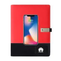 China 10W Custom LED Logo PU Leather Notebook Organizer Business Power Bank for sale