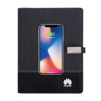 China 10W Custom LED Logo PU Leather Notebook Organizer Business Power Bank for sale