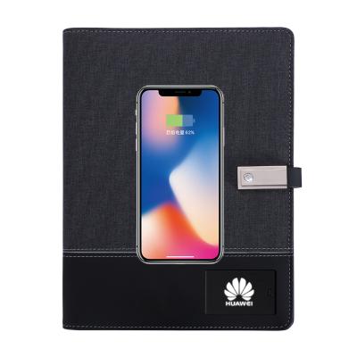 China 10W Custom LED Logo PU Leather Notebook Organizer Business Power Bank for sale