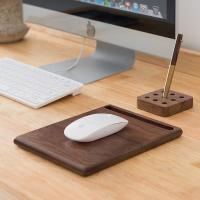 China Recycled Waterproof Wooden Mouse Pad with 10W Wireless Charging and Pen Holder for sale