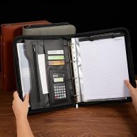 China Ultraportable Leather Business Portfolio Folder Reusable Handheld Custom Logo for sale