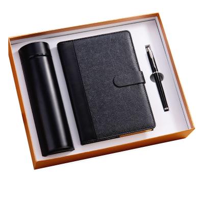 China Custom Logo PU Leather Notebook Pen Set Business Gift with Insulated Mug 3 Piece for sale