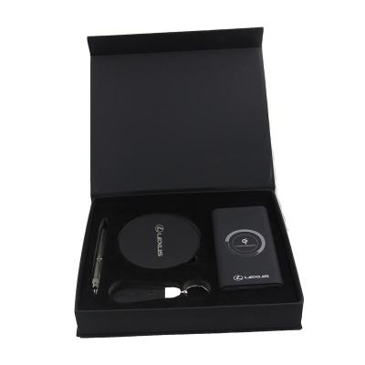 China Rechargeable Wireless Power Bank Notebook Keychain Pen Cup Gift Set Business Gift for sale